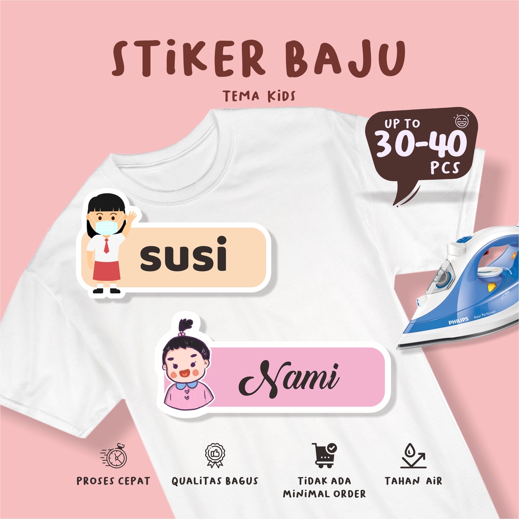 (30-40pcs) Anti-fade Cloth Label Stickers for Children's Name Clothes ...