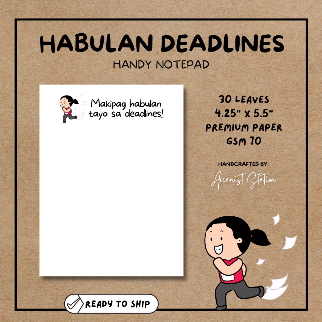 Makipaghabulan sa deadlines - Witty Tagalog Handy Notepads | Shopee ...