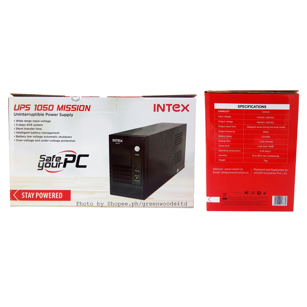 Intex UPS 1050VA Uninterruptible Power Supply S3 GW_S3 | Shopee Philippines
