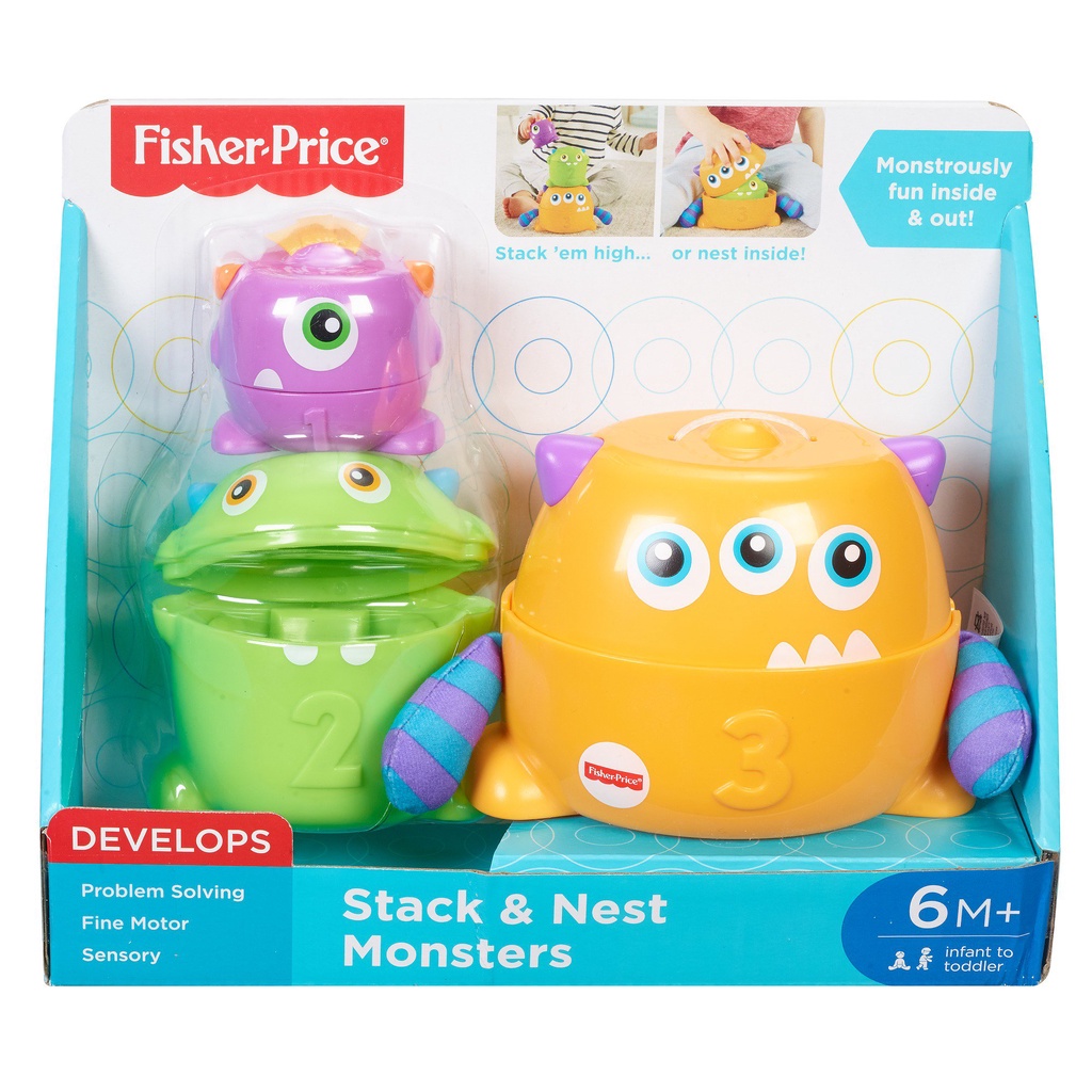 Fisher-Price Stack & Nest Monsters Stacking Keep Smaller | Shopee ...