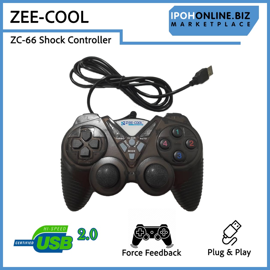 Zee-Cool ZC-66 USB Wired Single Shock Gamepad Controller for PC and ...