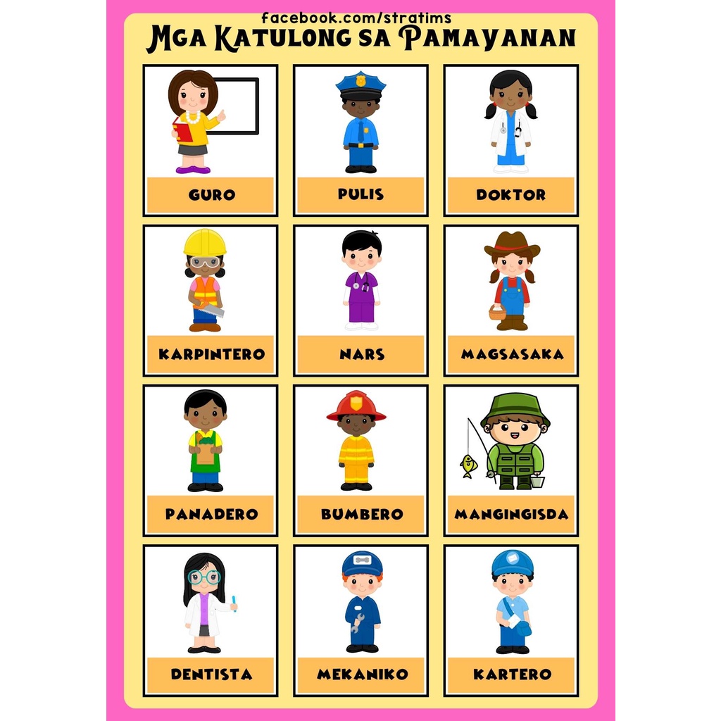Mga Katulong sa Pamayanan Chart/Flashcards A4/ 11x15cm/ | Shopee Philippines