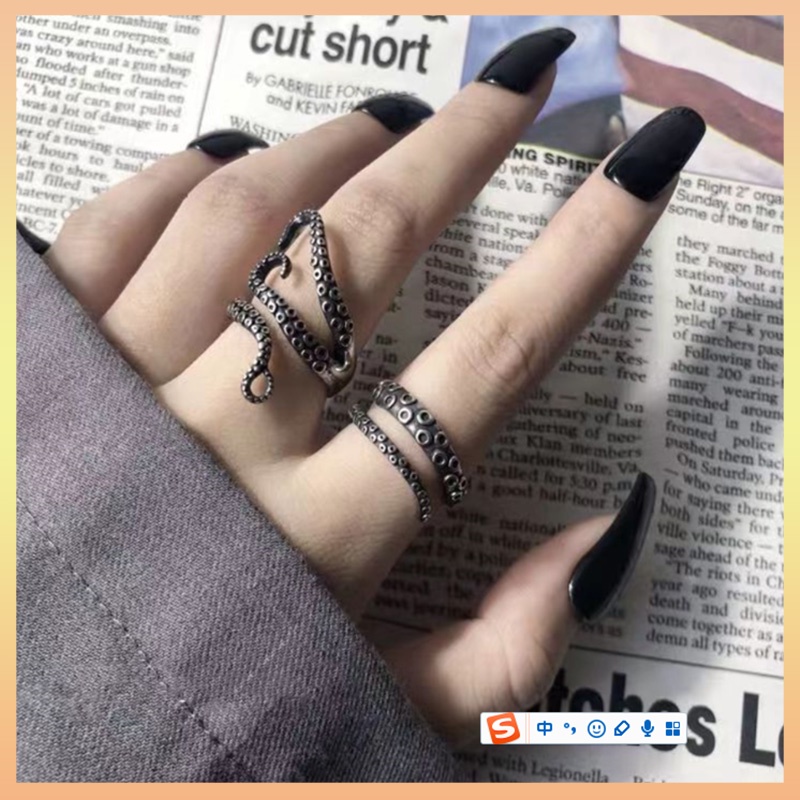 Sucker Ring Retro Octopus Tentacle North Sea Monster Opening Rings For ...