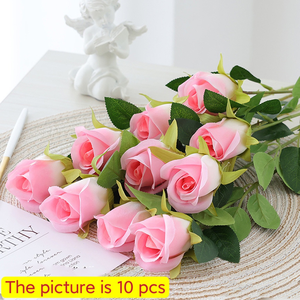 Artificial Red Roses Flowers Long Stem Fake Silk Rose for Valentine's ...