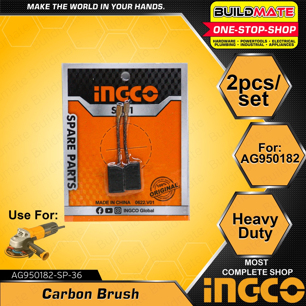 BUILDMATE Ingco 2PCS/SET Carbon Brush for Angle Grinder Replacement ...