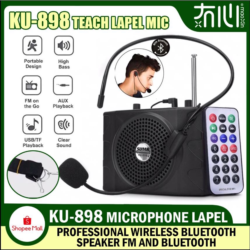MX MALL KU-898 Original Microphone teach lapel mic Bluetooth Speaker ...