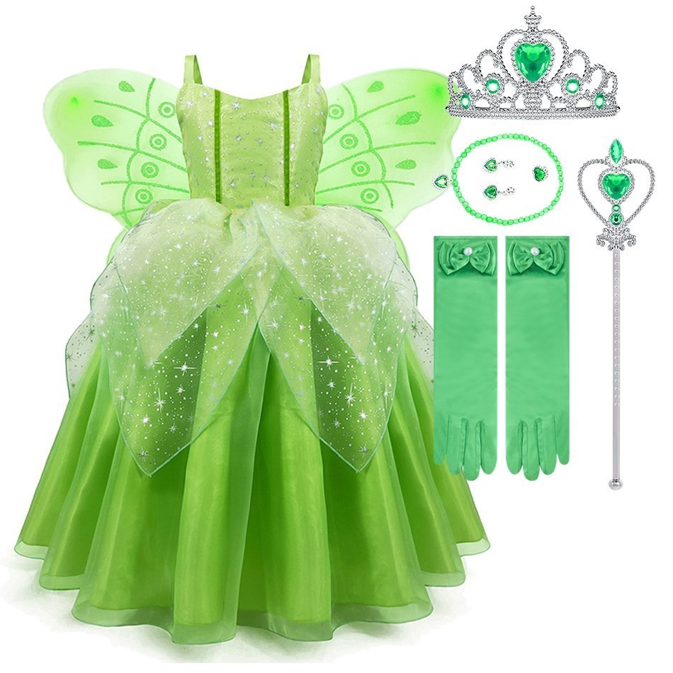 2-11Years Tinker Bell Flower Fairy Princess Dress For Girls Birthday ...