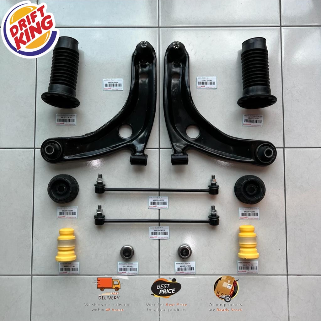 TOYOTA 12 ITEM SET TOYOTA VIOS NCP93 LOWER ARM/STABILIZER LINK/ABSORBER MOUNTING/BEARING ...