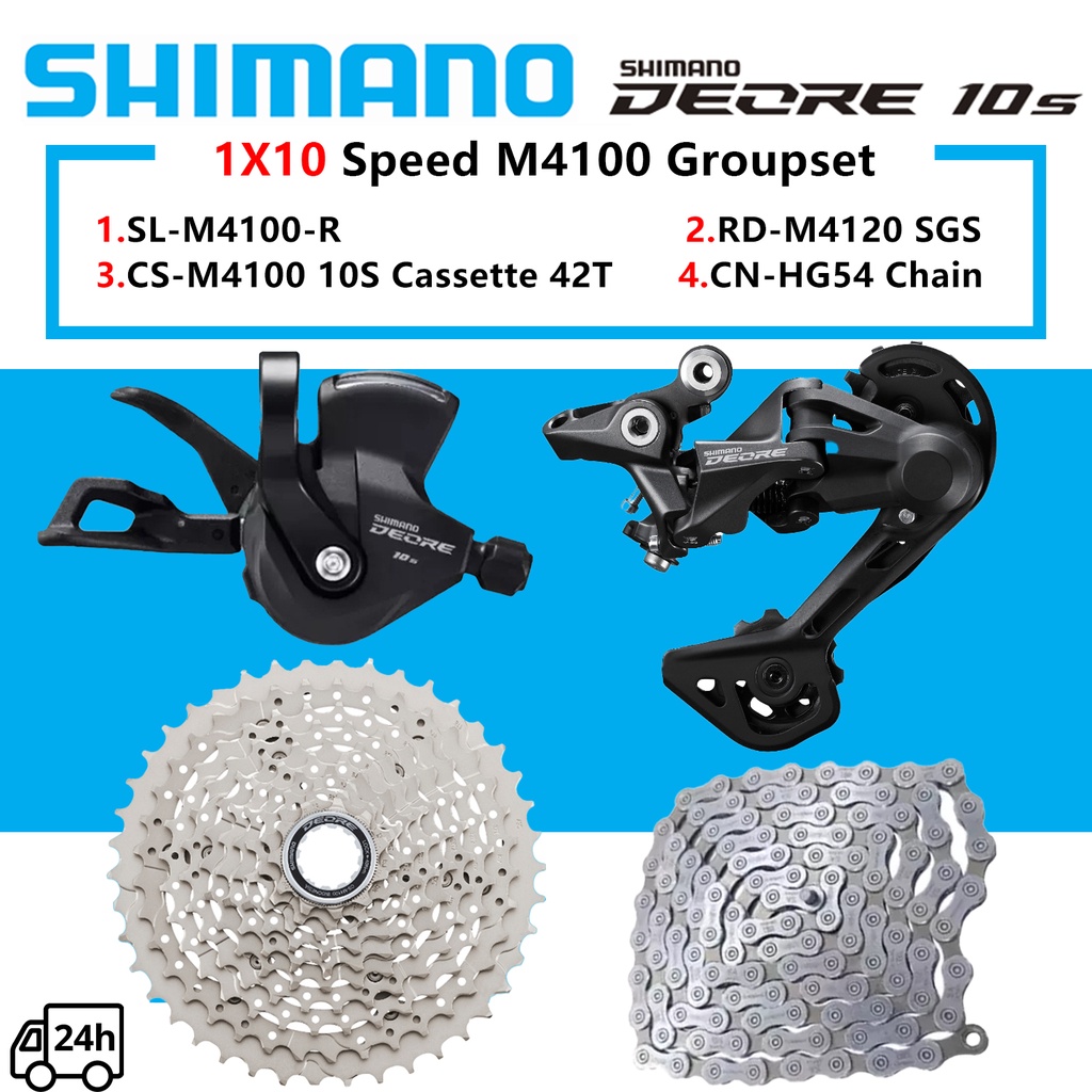 Shimano Deore M4100 1X10 Speed Groupset M4100 Shift RD-M4120 SGS CS-M4100 Cassette HG54 Chain ...