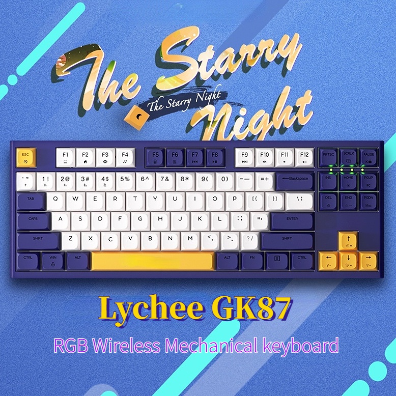 Lychee GK87 RGB Gaming keyboard 2.4g Wireless Bluetooth 5.0 mechanical ...