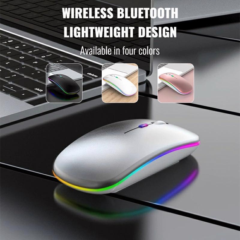 Rechargeable Wireless Slim 2.4G Optical Computer Mouse Rainbow LED ...