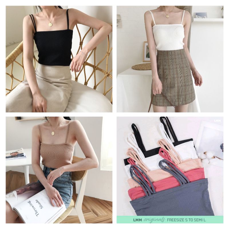 sando tops for women spaghetti sleeveless top for woman blouse knitted ...