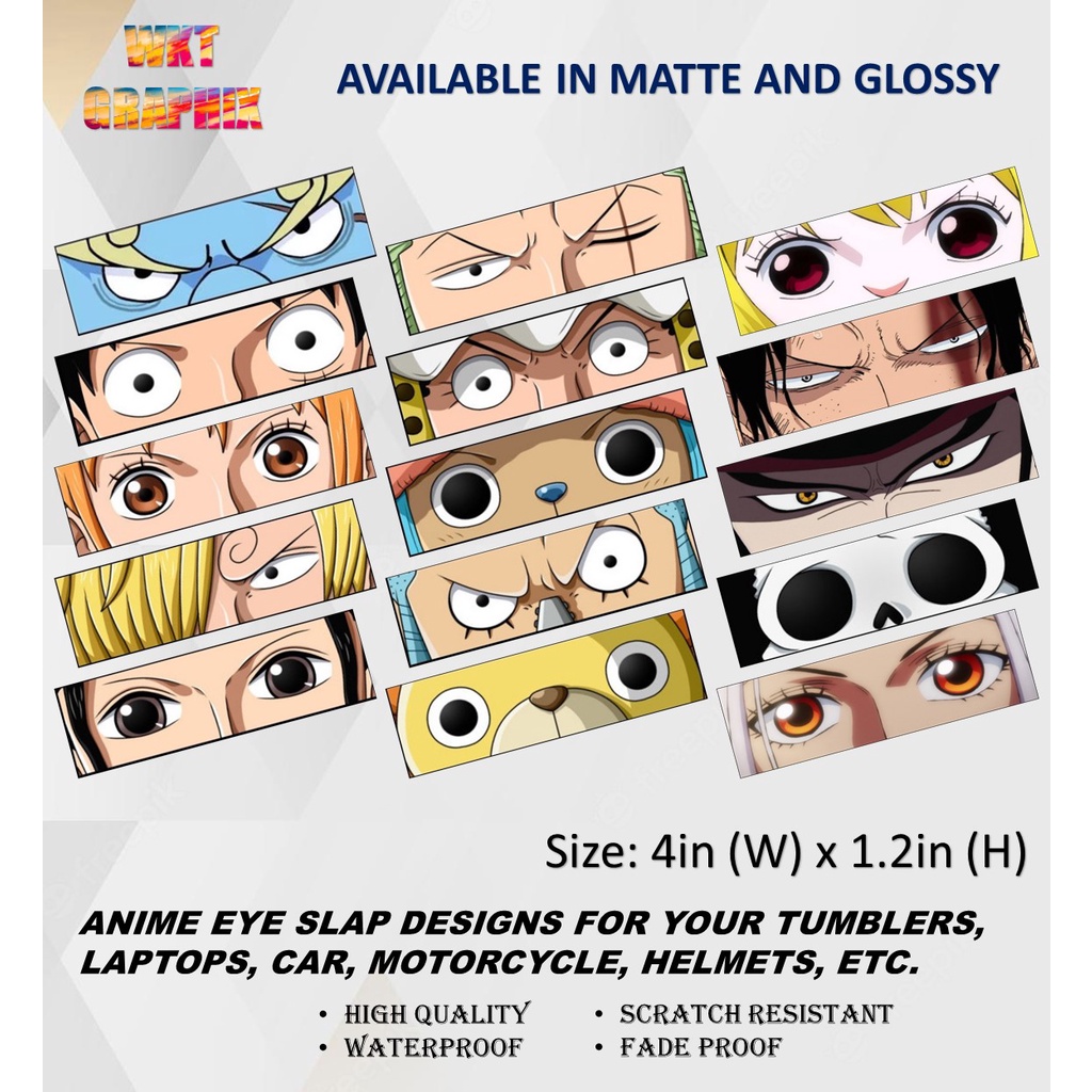 ONE PIECE ANIME EYE SLAP STICKERS (MATTE / GLOSSY LAMINATE) - FOR ...