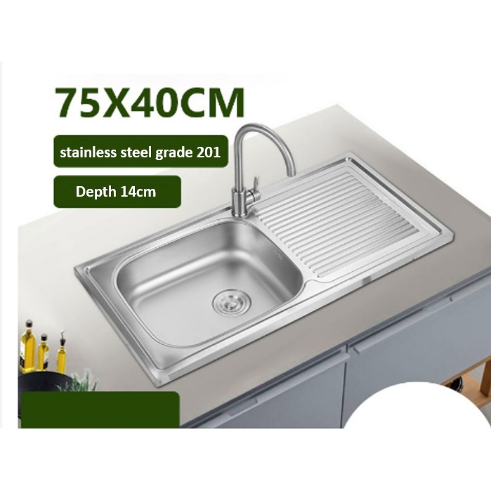304 STAINLESS STEEL KITCHEN SINK /SIZE:75CM*40CM*14CM | Shopee Philippines
