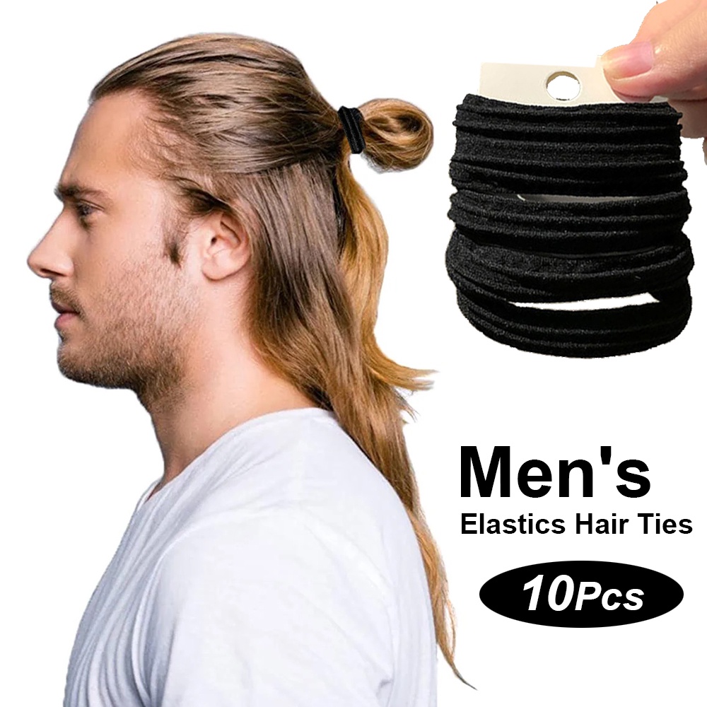 10pcs/set Men's High Elastic Hair Ties Ponytail Holder Scrunchies ...