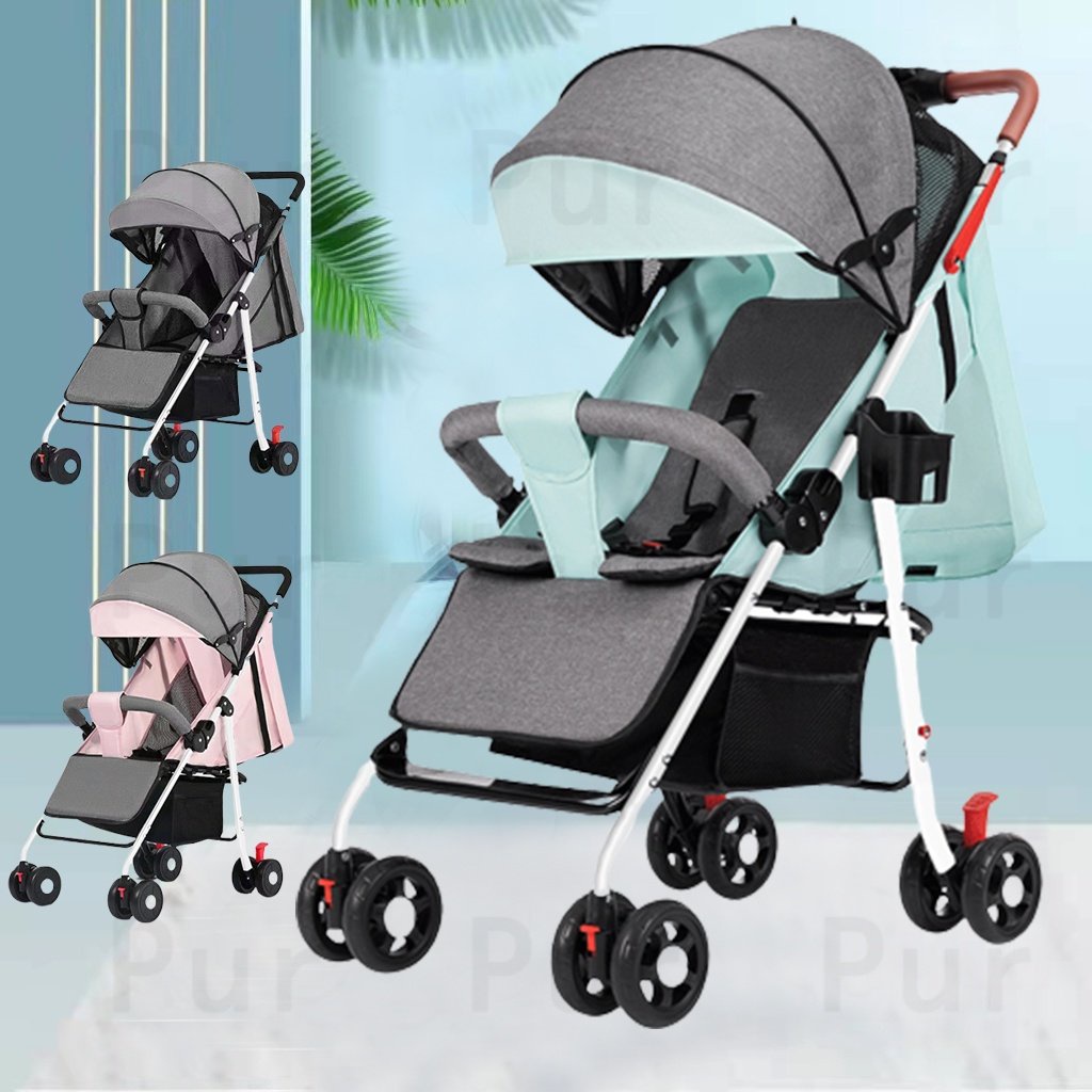 Baby Stroller 0-3 Years One-Click Foldable 4-Wheel Travel Stroller ...