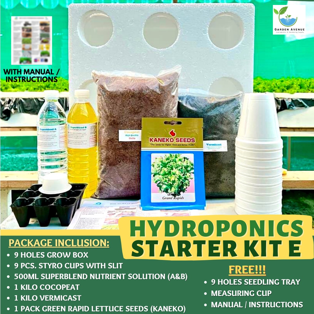 HYDROPONICS STARTER KIT E (LETTUCE SEEDS) - COMPLETE SET FOR BEGINNERS ...