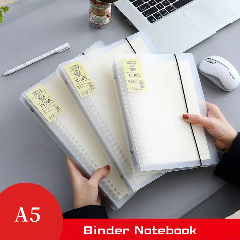 A5/B5 Loose Leaf Refill Binder Notebook Refillable Line/Grid/Replaceable Metal Ring Notebook ...
