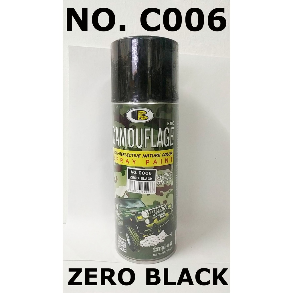 BOSNY SPRAY PAINT CAMOUFLAGE NO. C006 ZERO BLACK ( 400 cc PER CAN ) NON ...