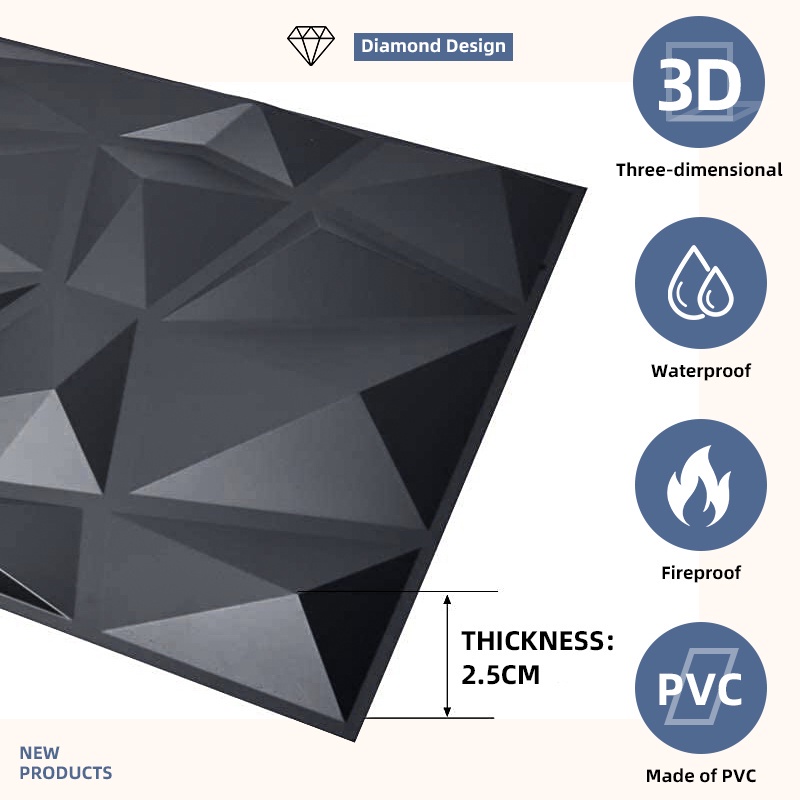 3D Wall Panel Sticker PVC Panel Diamond Design Wallpaper Design Home ...