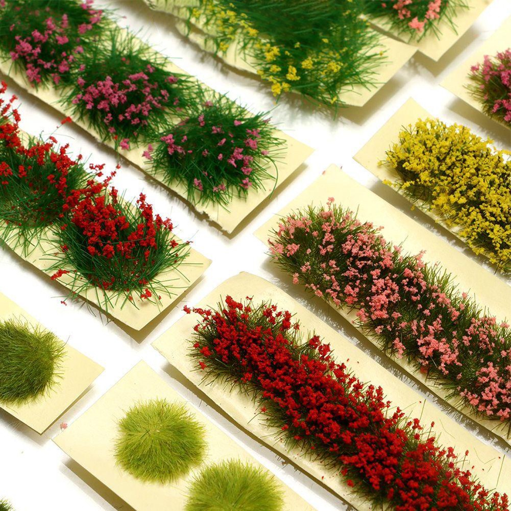 Self-Adhesive Static Grass Tufts Miniature Scenery Mixed Wildflowers ...