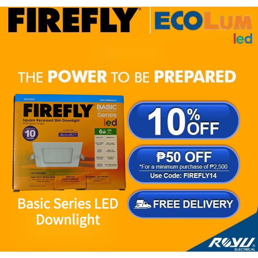 Firefly Basic Series LED Square Recessed Slim Integrated Downlight ...