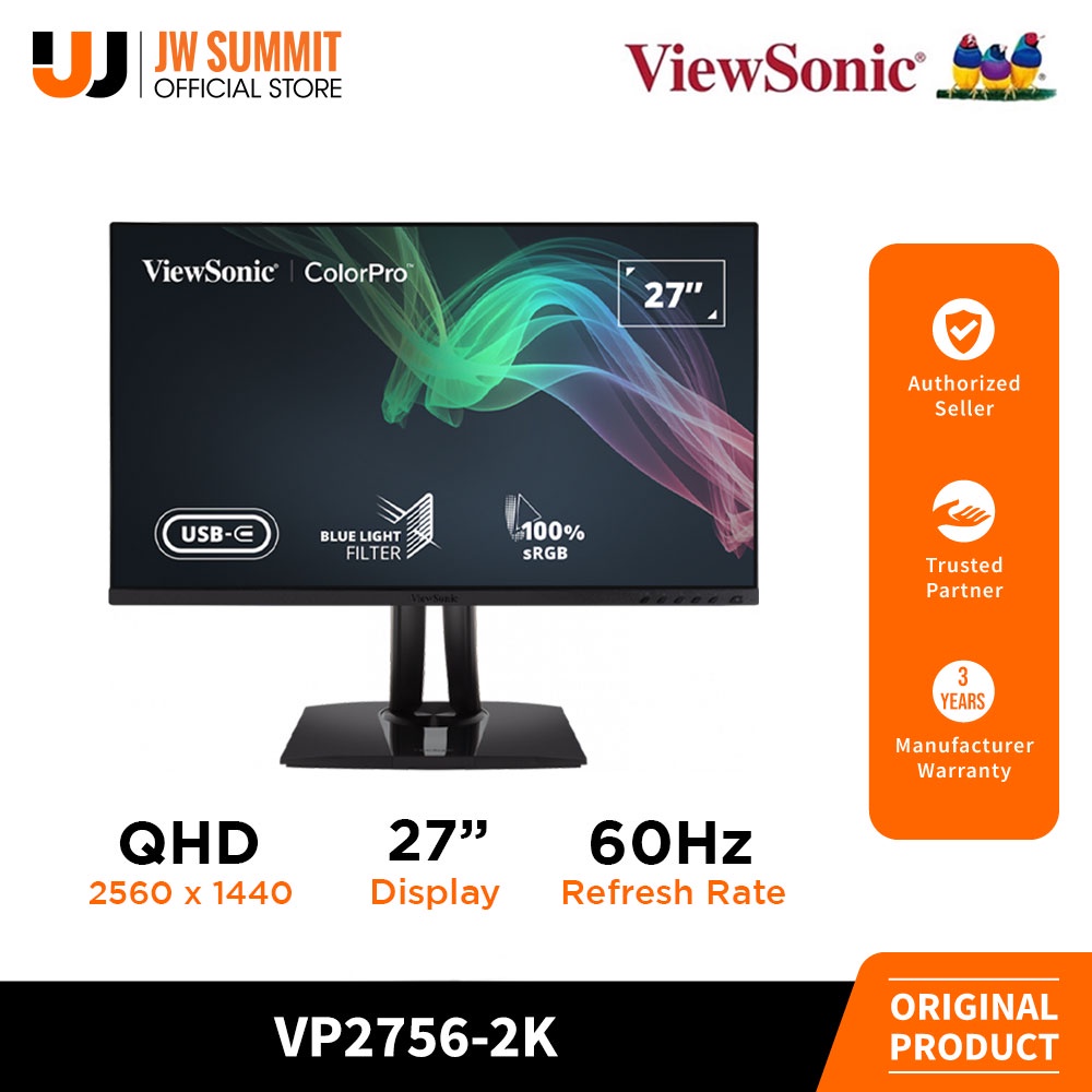 ViewSonic VP2756-2K 27" QHD 2560 x 1440 60Hz 5ms IPS Technology ...