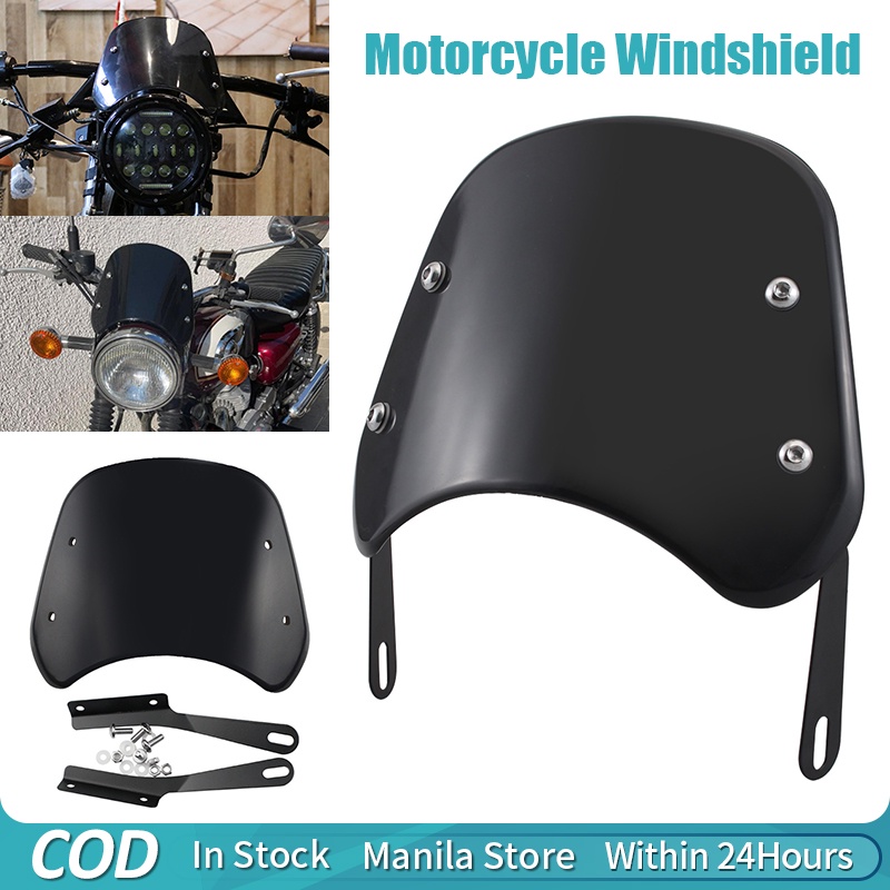 Motorcycle Windshields Universal Windscreen w/Mount Bracket Fit 5 to 7 ...