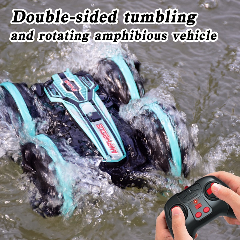 Boy gift toy four-wheel drive amphibious stunt car 2.4G remote control ...