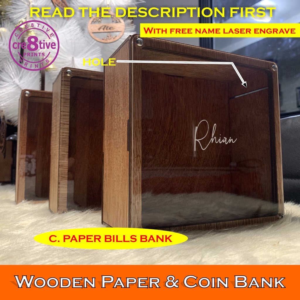 Wooden Paper&Coin Bank/Personalized Alkansya | Shopee Philippines