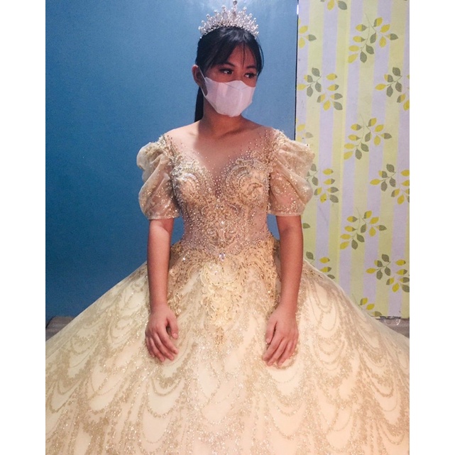 J11 Gold glittery ballgown | debut gown | Shopee Philippines