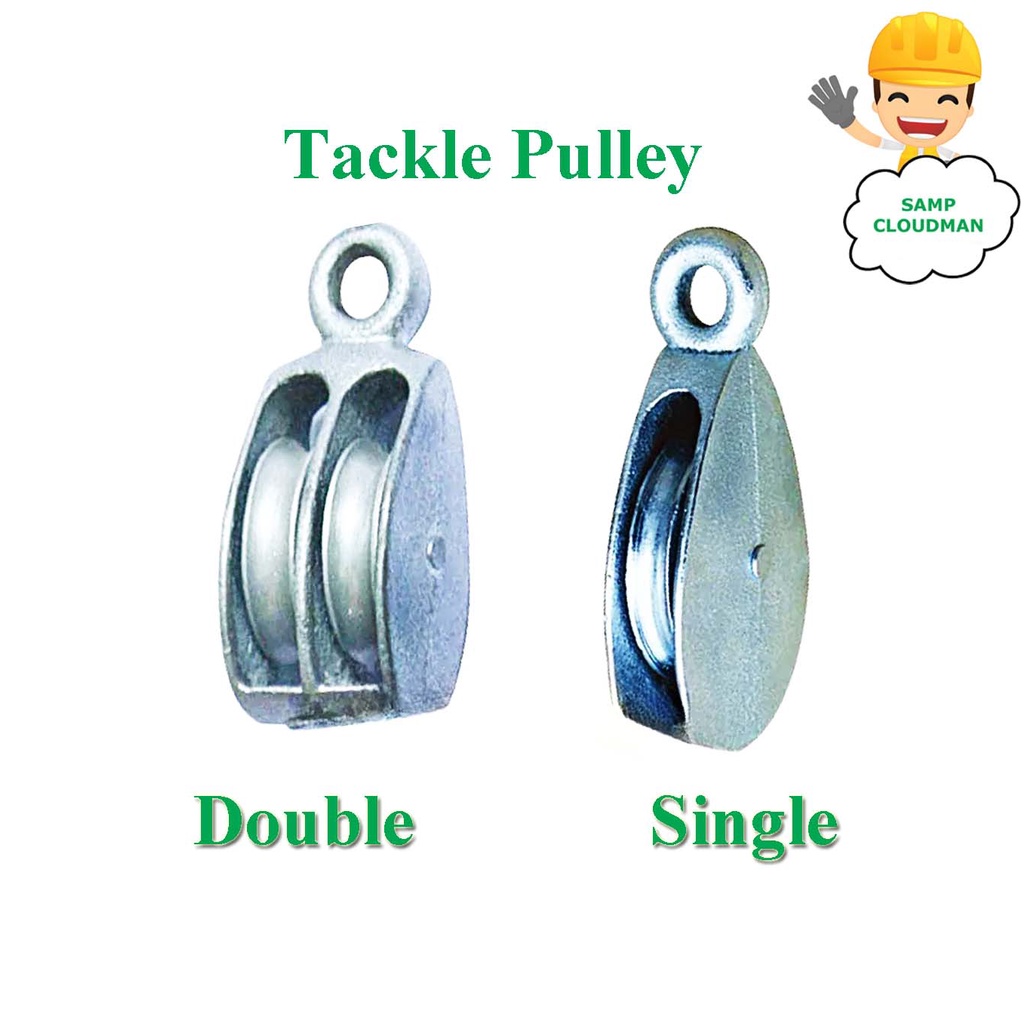 Tackle Pulley Wheel Steel Galvanized Roller Single Double Small Metal ...