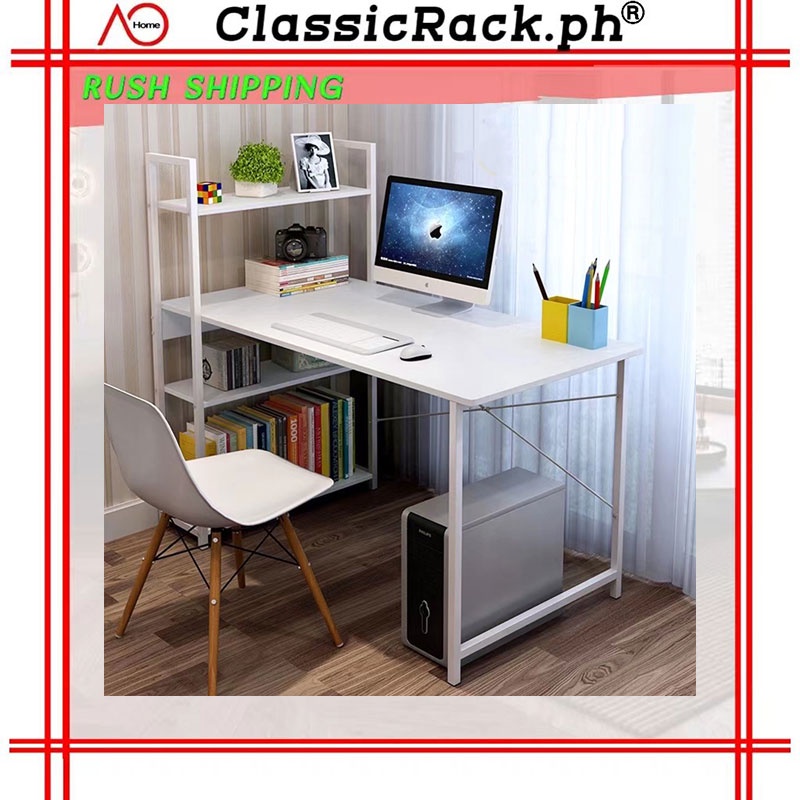 COD 120CM Study Table with Book Shelf Left&Right Desktop Table Computer ...