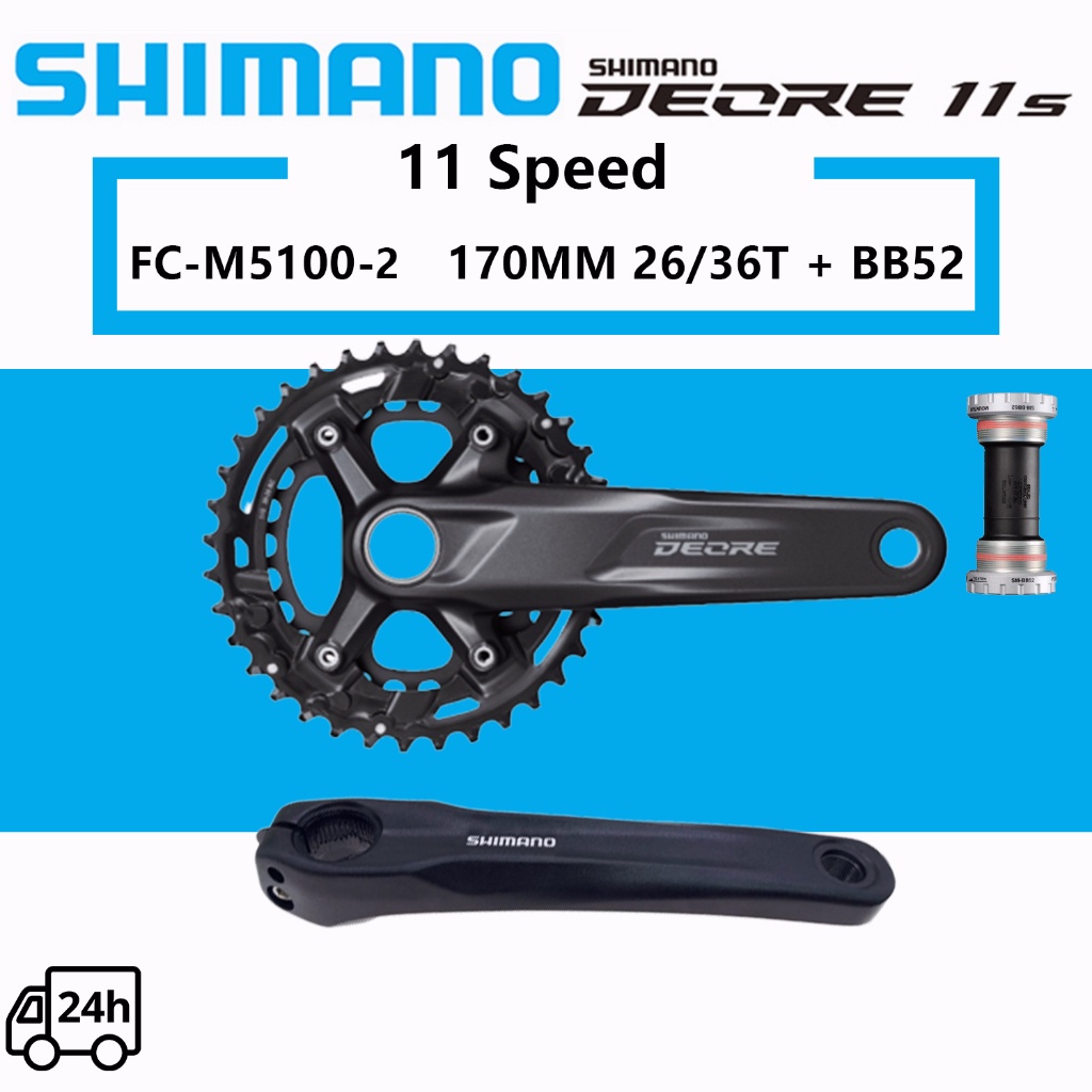 SHIMANO DEORE M5100 Crankset 2x11 Speed MTB Crankset FC-M5100-2 170mm 26-36T Chainring With BB52 ...