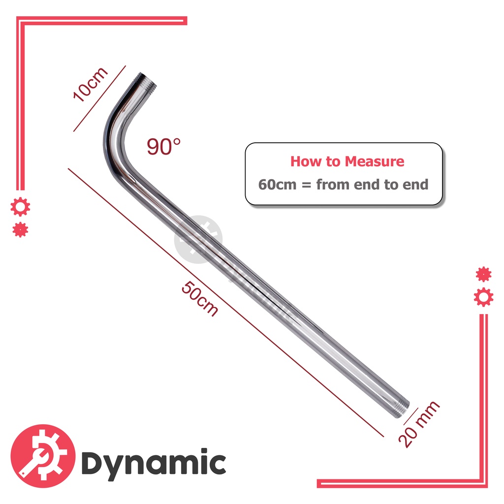 Dynamic 60cm ( 50cm + 10cm ) Rain Shower Stainless Arm Only | Shopee ...