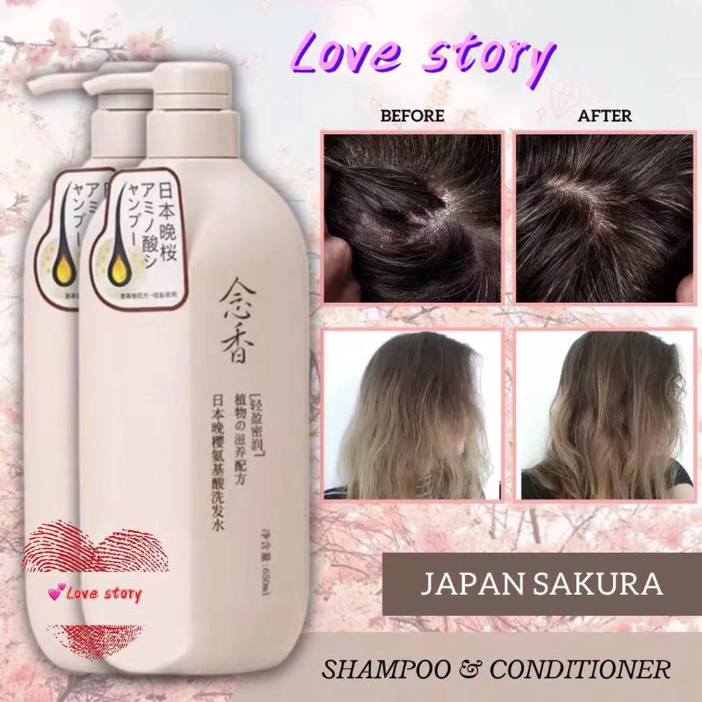 Love Story Buy One Take One 650ml 300ml Sakura Japan Natural Shampoo