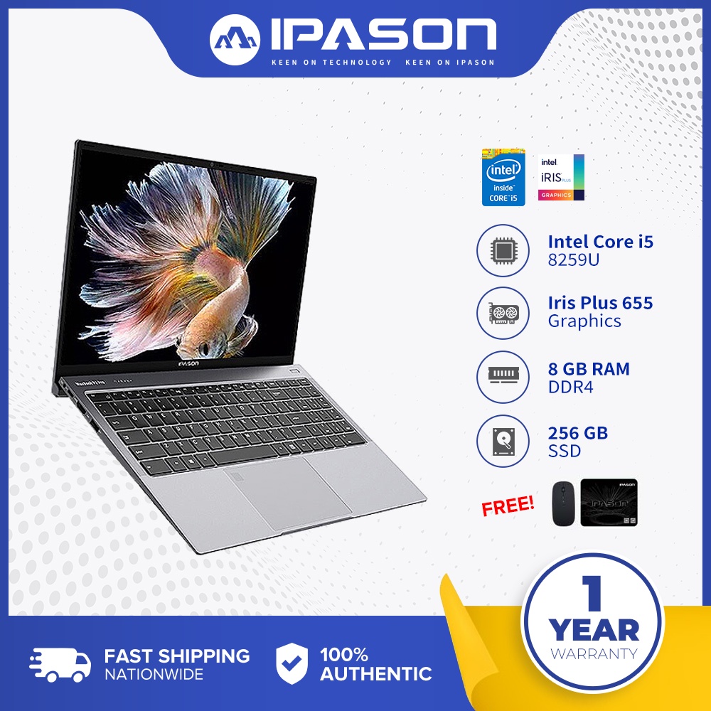 Ipason 15.6 inch Laptop Intel Core i5 8259U 4 Core 8GB DDR4 256G SSD ...
