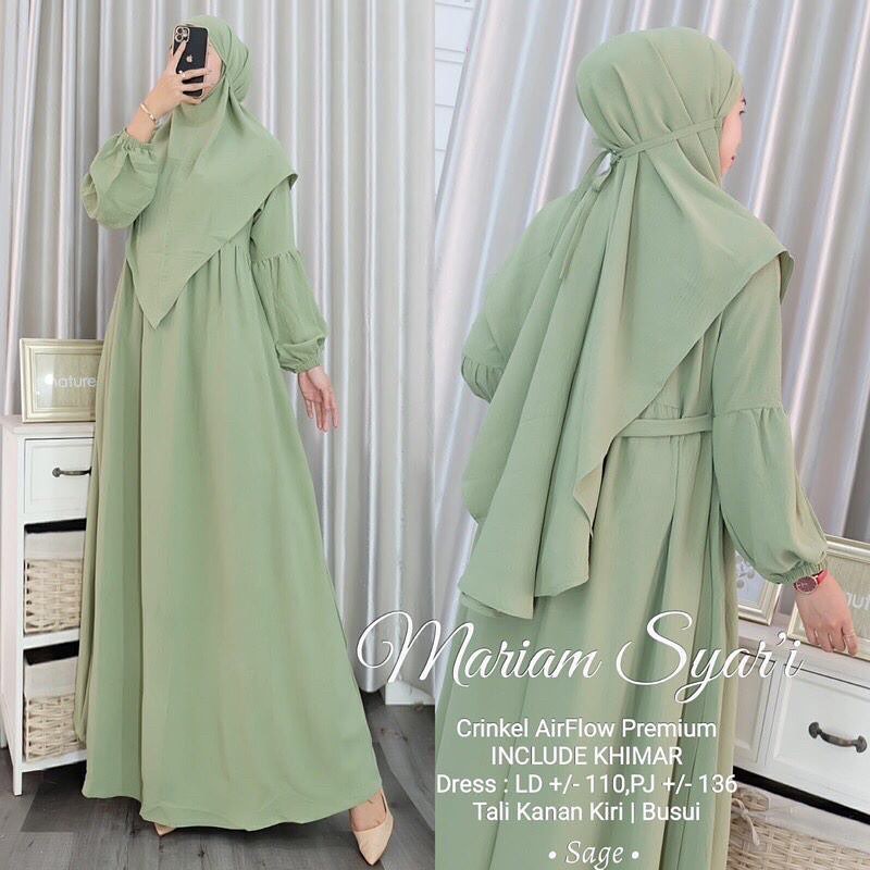 [ New ] Mariyam Syar'i / Latest Gamis Model Matt Crinkle Airflow ...