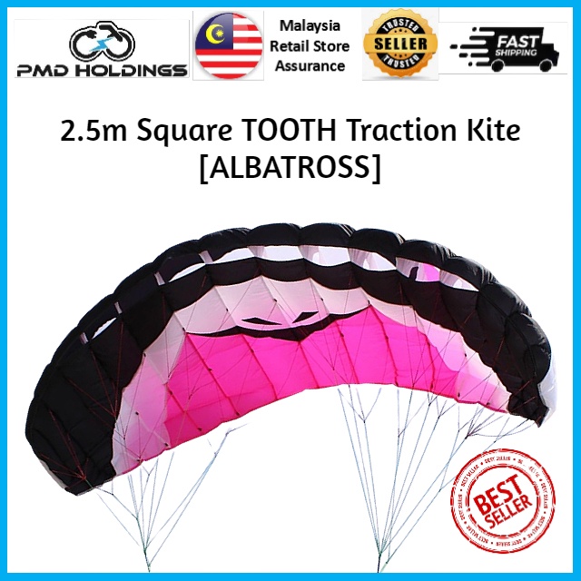 2.5m Square Albatross TOOTH Traction Kite Quad Line Power Training ...
