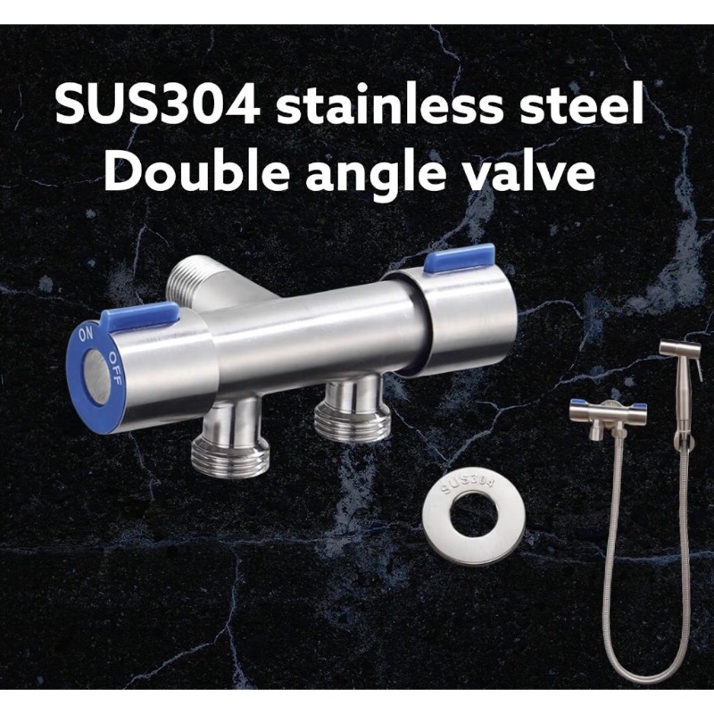 2-way Angle Water Tap Valve Stainless Steel Bidet Spray Set Hand Bidet ...