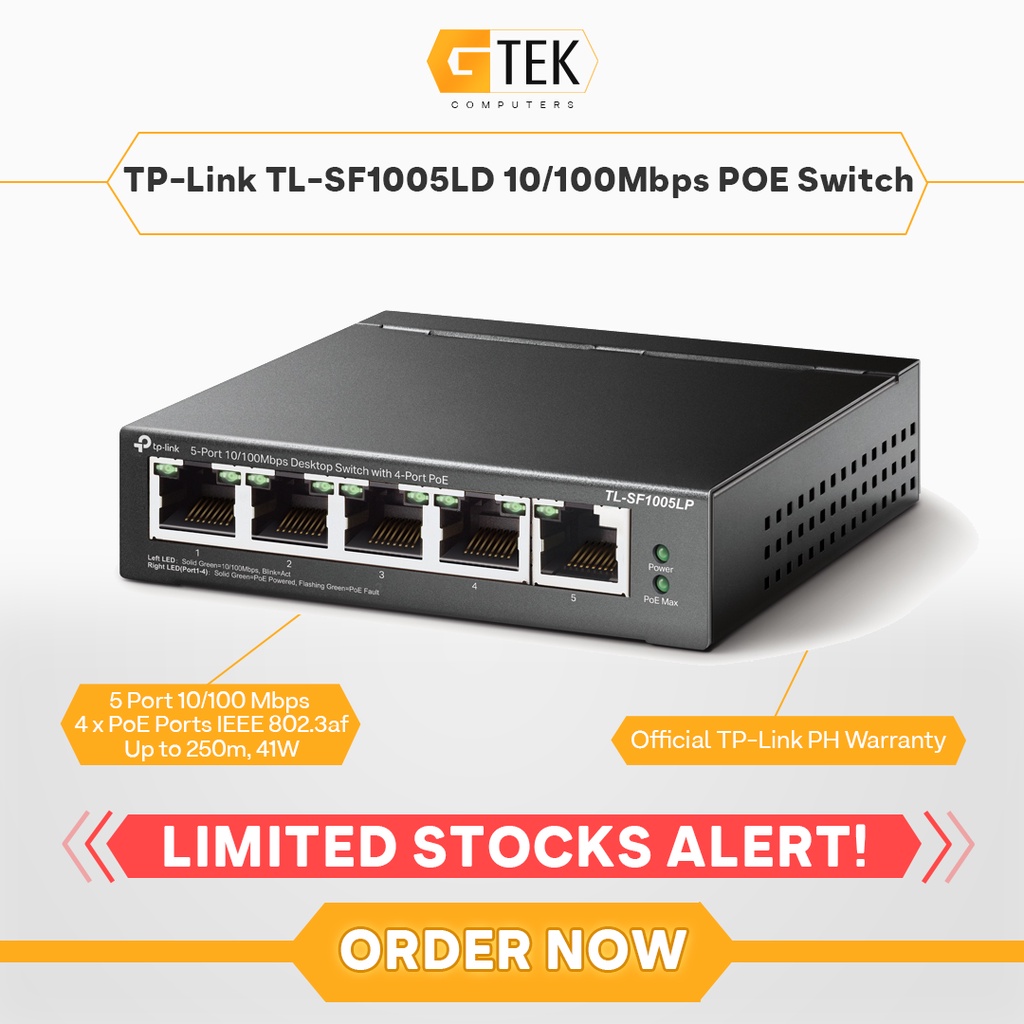 Tp-Link TL-SF1005LP 5-Port 10/100Mbps Desktop PoE Switch with 4-Port ...