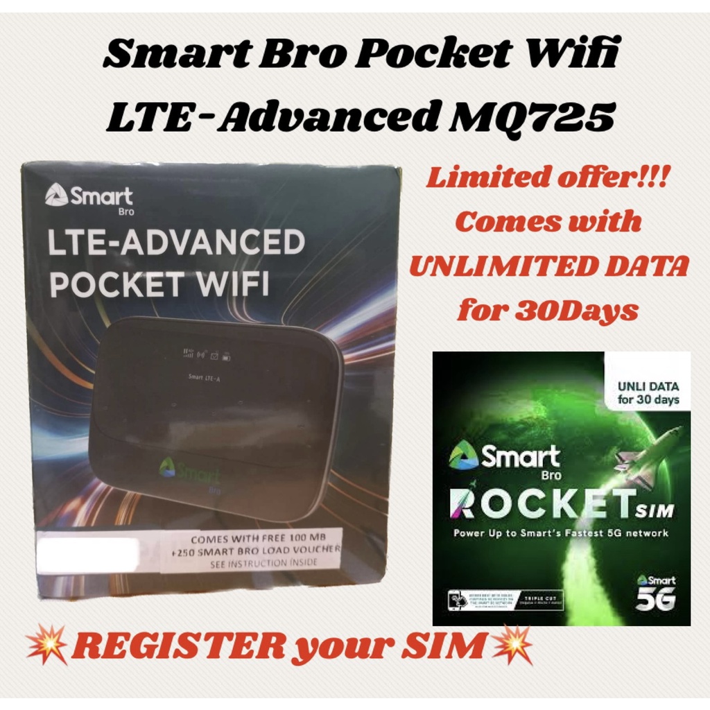 SMART BRO LTE Advanced Pocket Wifi MQ725 and M2A Greenpacket | Shopee Philippines