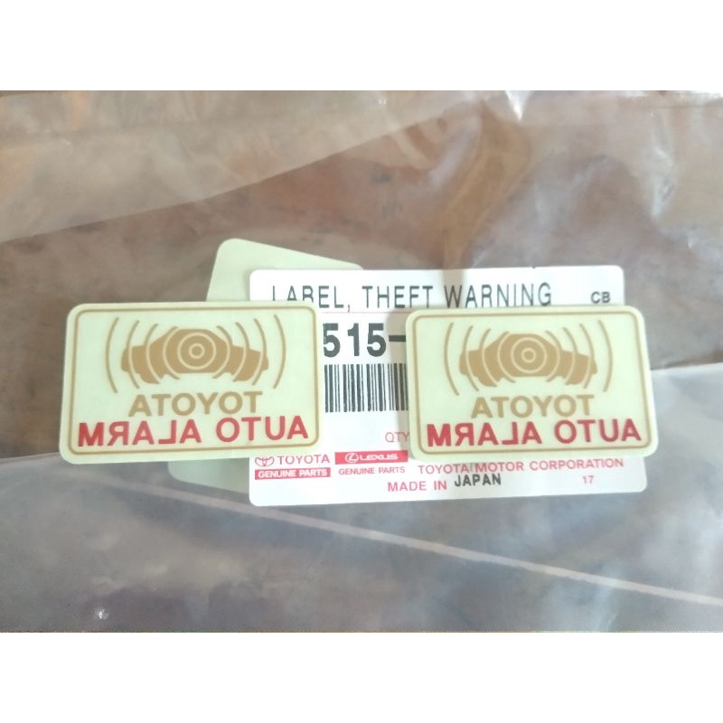 Sticker Toyota Auto Alarm Original Toyota Japan | Shopee Philippines