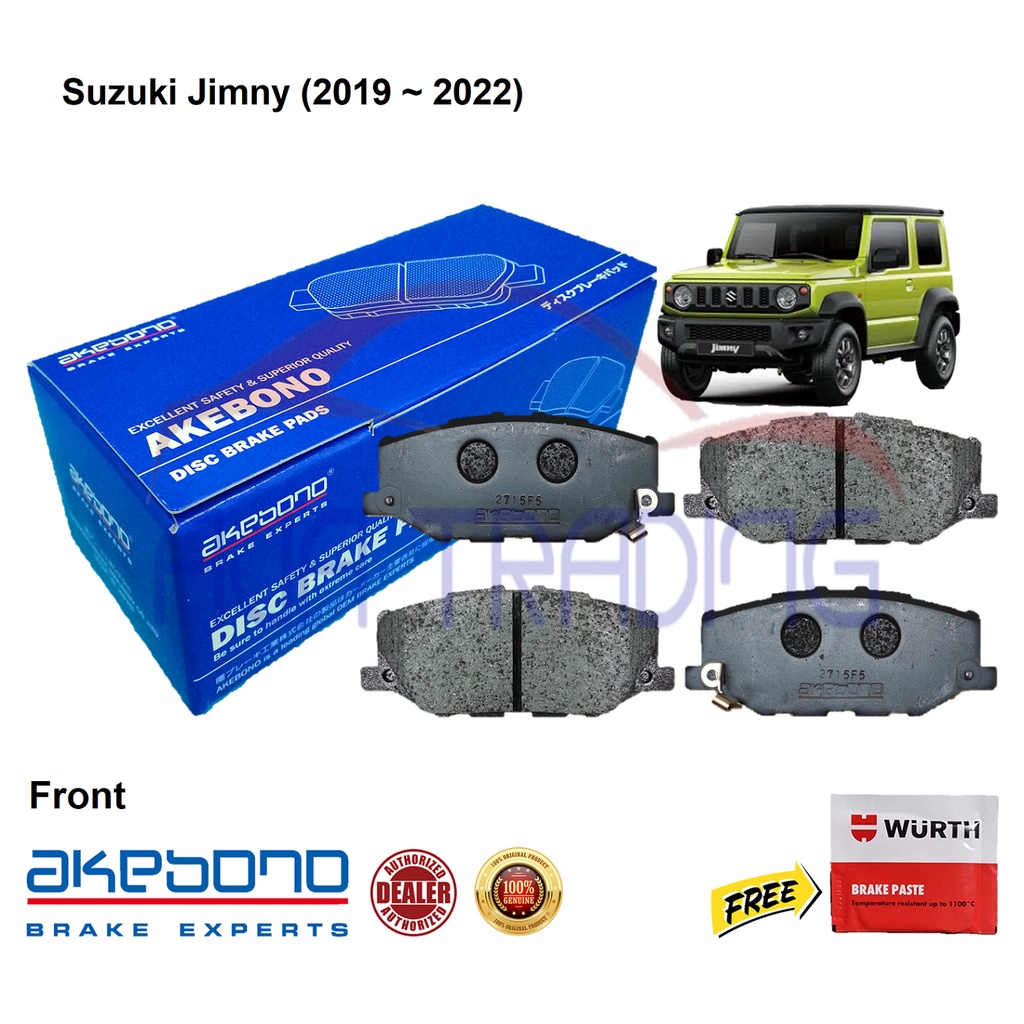 Genuine Akebono Front Brake Pads for Suzuki Jimny (2019~2022) w/ free WURTH Brake Paste | Shopee ...