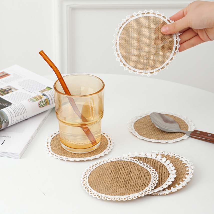 Nordic Style Embroidery Furniture Decoration Coffee Cup Mats Table ...