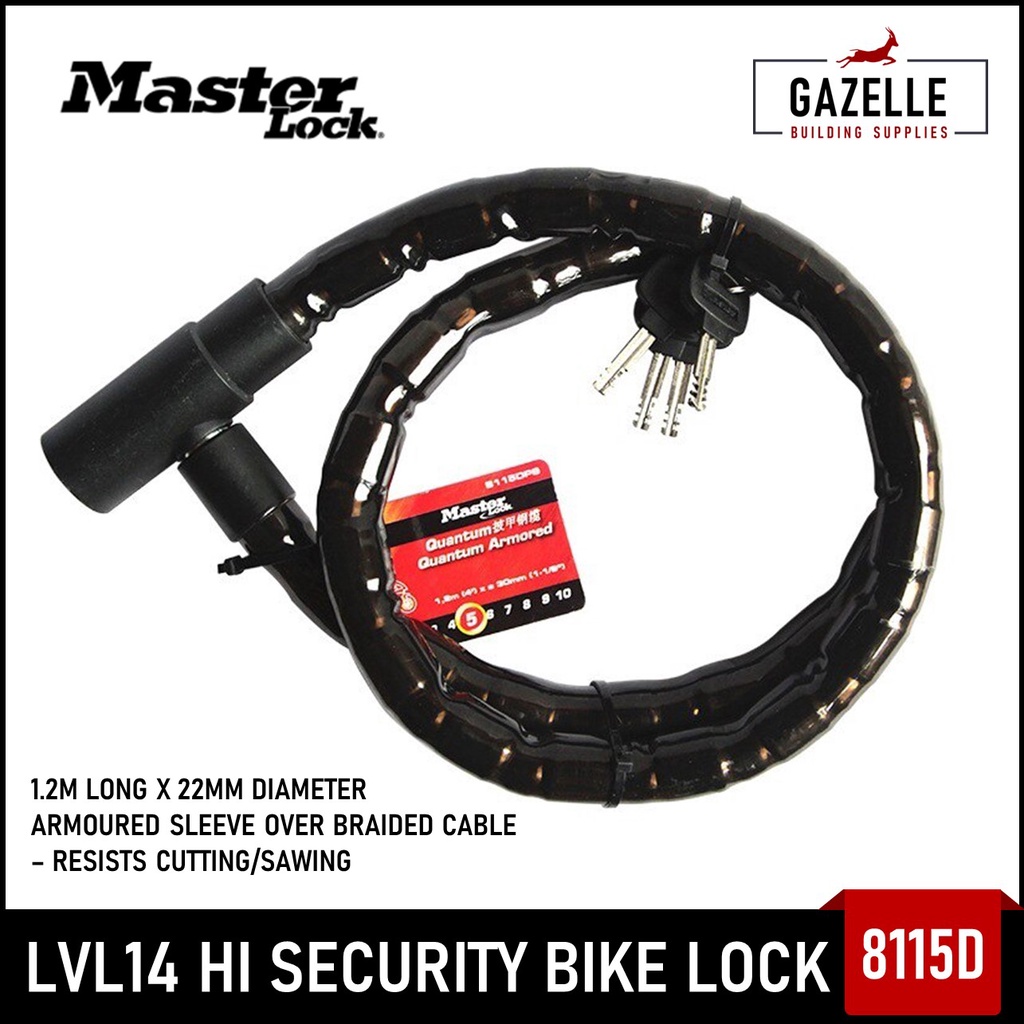 Master Lock 8115D Bike Motorcycle Armoured Cable Lock Level 14 High ...