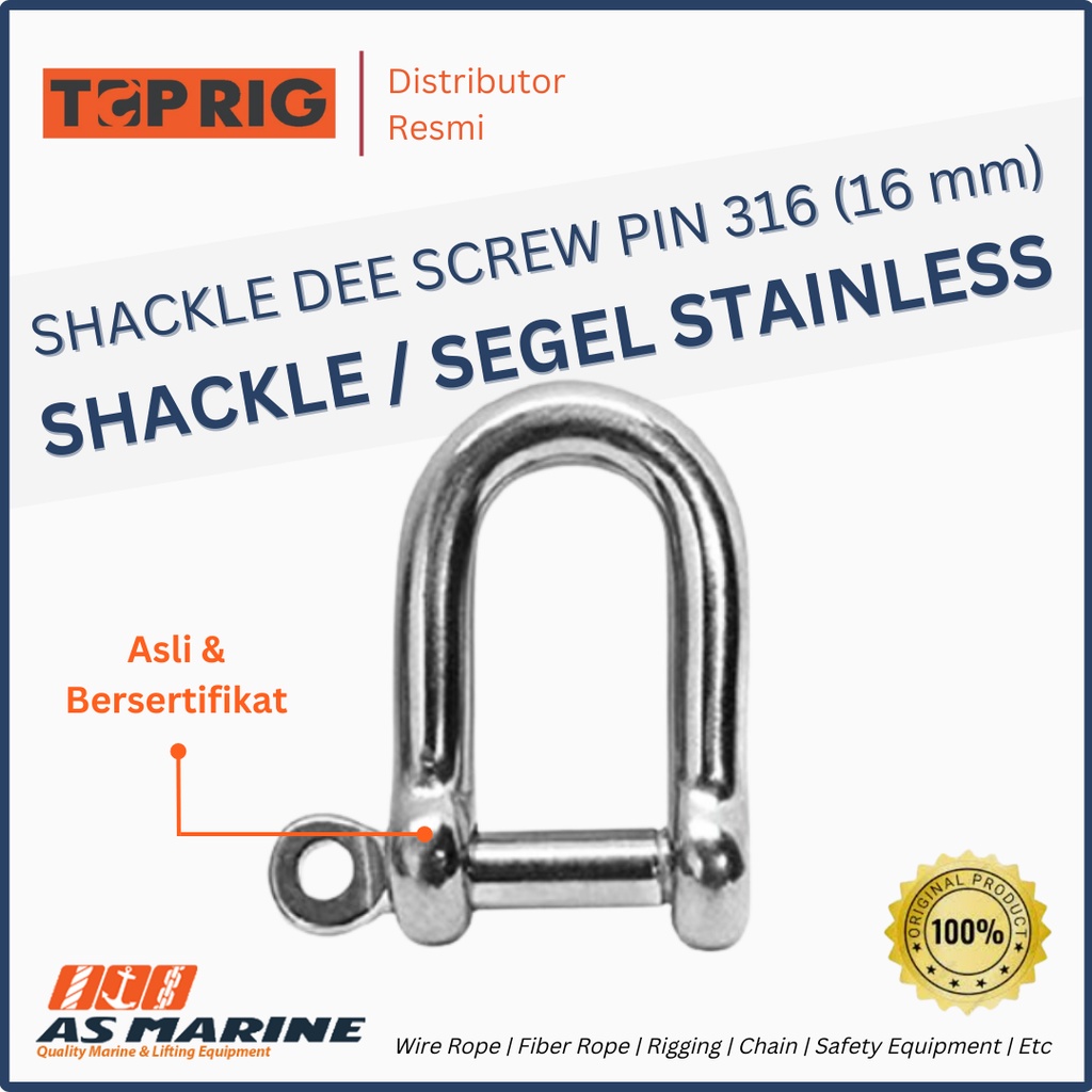 TOPRIG Shackle Dee / Seal D Stainless 316 Screw Pin 16 mm | Shopee ...