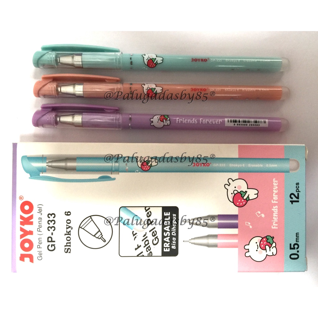 (1 Pack of 12 Pcs) Erasable Gel Pen Joyko GP-333 Shokyo 6 Gel 0.5 mm ...