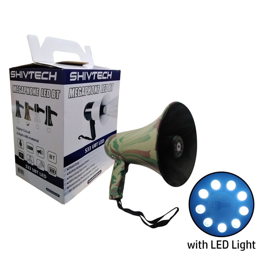 Shivtech megaphone LED BT (S33 UBT LED) | Shopee Philippines