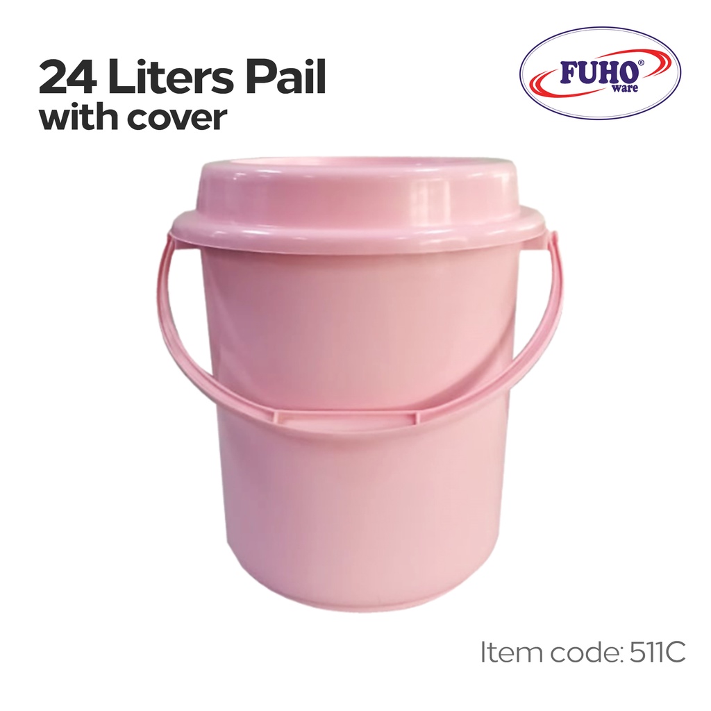 1 pc FUHO 24L Plastic pail with cover Handle #511-C | Shopee Philippines